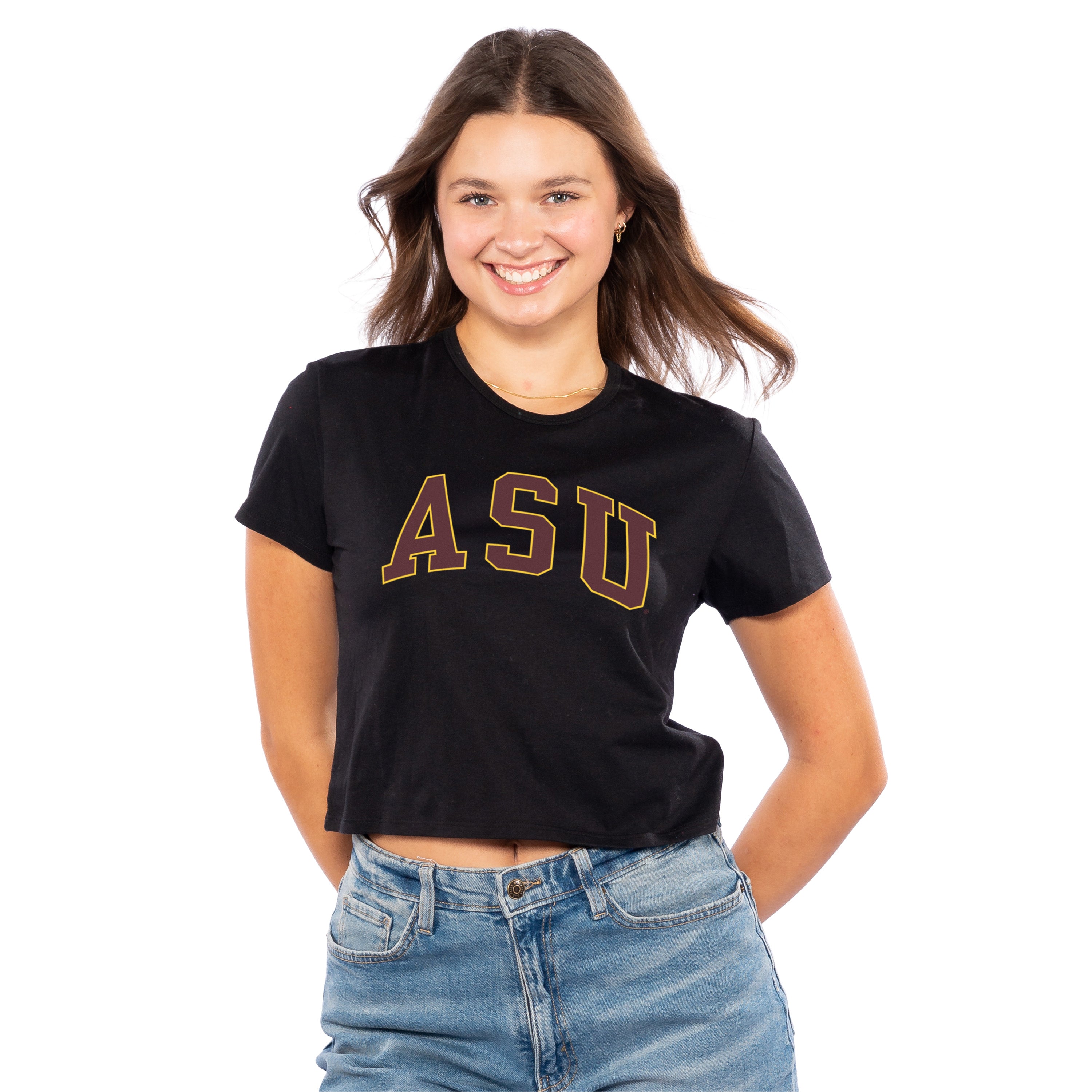 ASU Arched Classic Crop Tee BLK – Cactus Sports