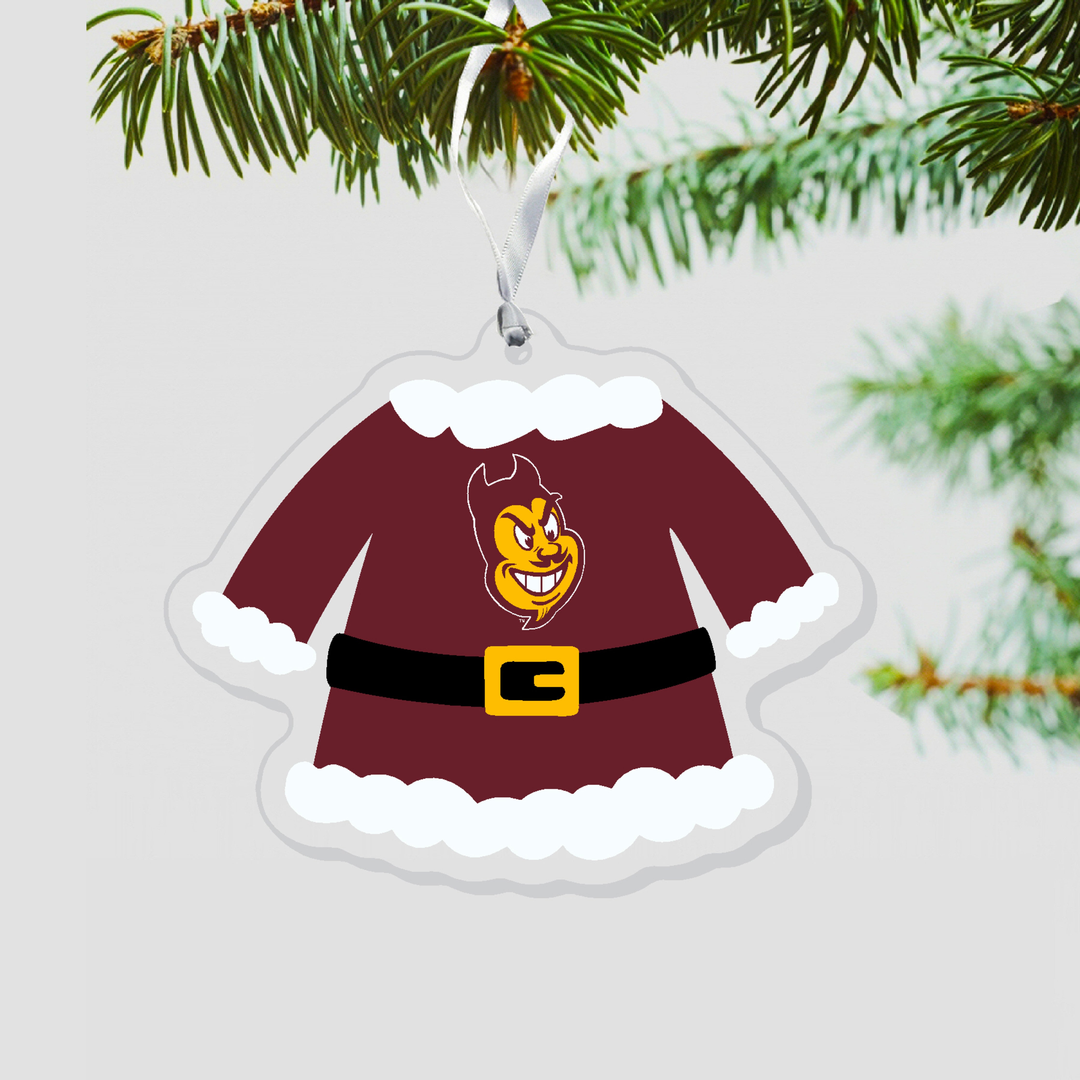 ASU Sparkface Santa Suit Acrylic Ornament – Cactus Sports